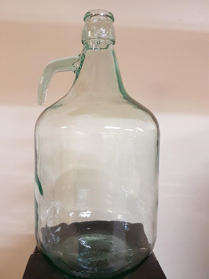 demijohn 5 l i glas let farvet - med lige håndtag eller med et øre håndtag